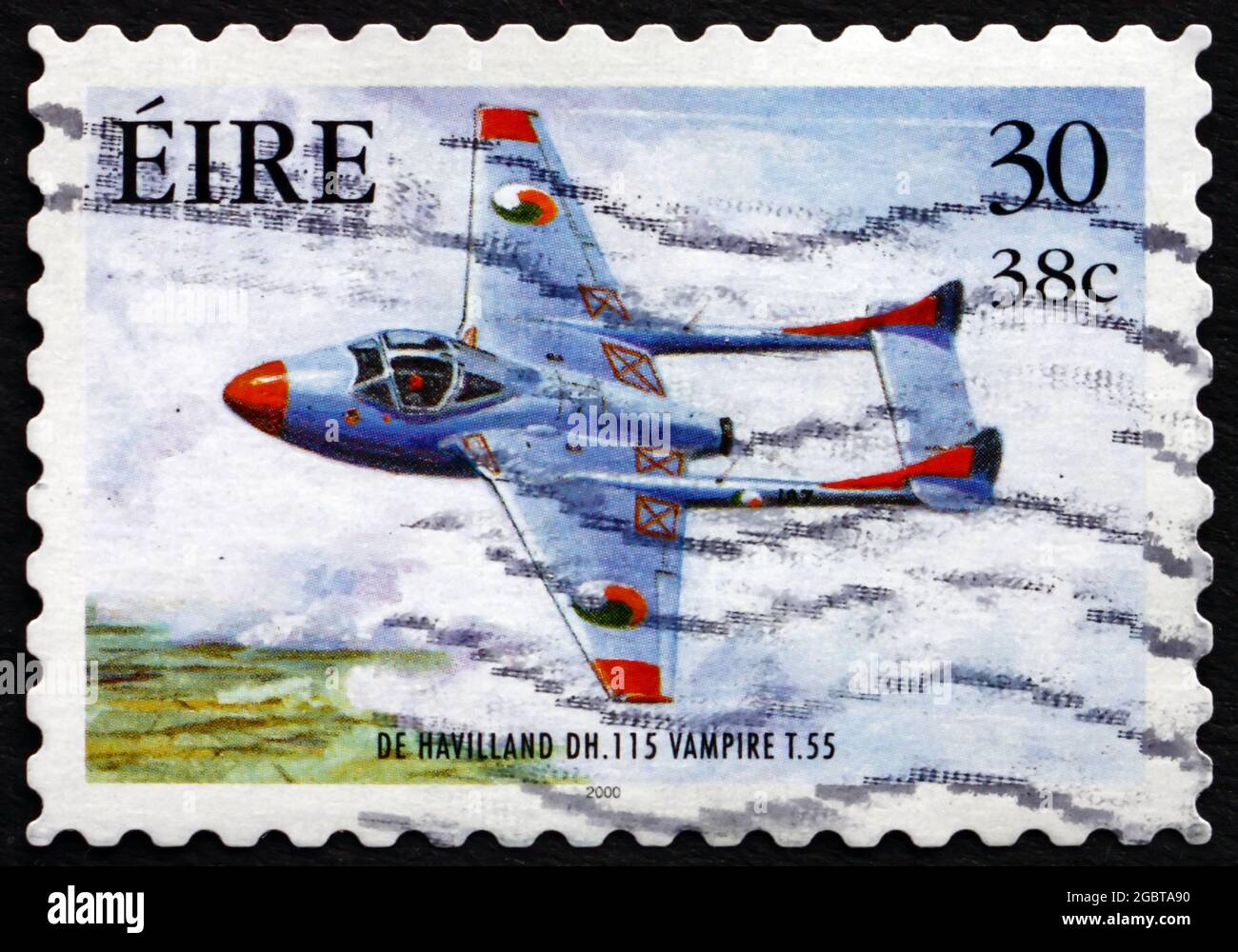IRELAND - CIRCA 2000: A stamp printed in Ireland shows De Havilland DH ...