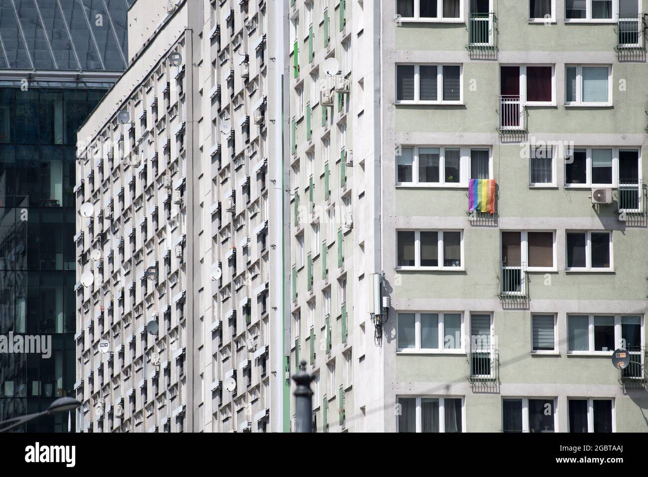 Communist era apartment buildings in Warsaw, Poland. May 21st 2021 ...