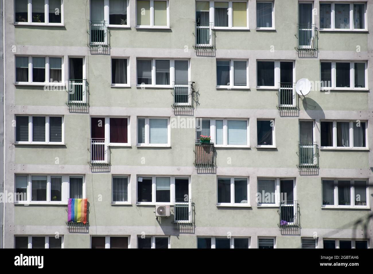 Communist era apartment buildings in Warsaw, Poland. May 21st 2021 ...