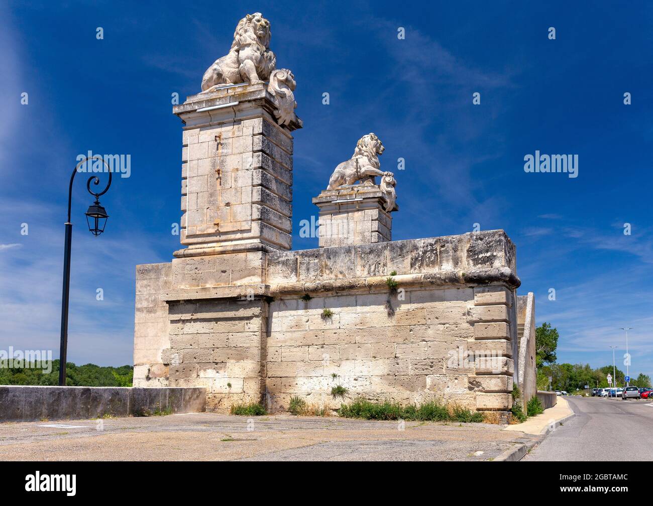 View of the stone stairs and sculptures of lions of the old destroyed ...