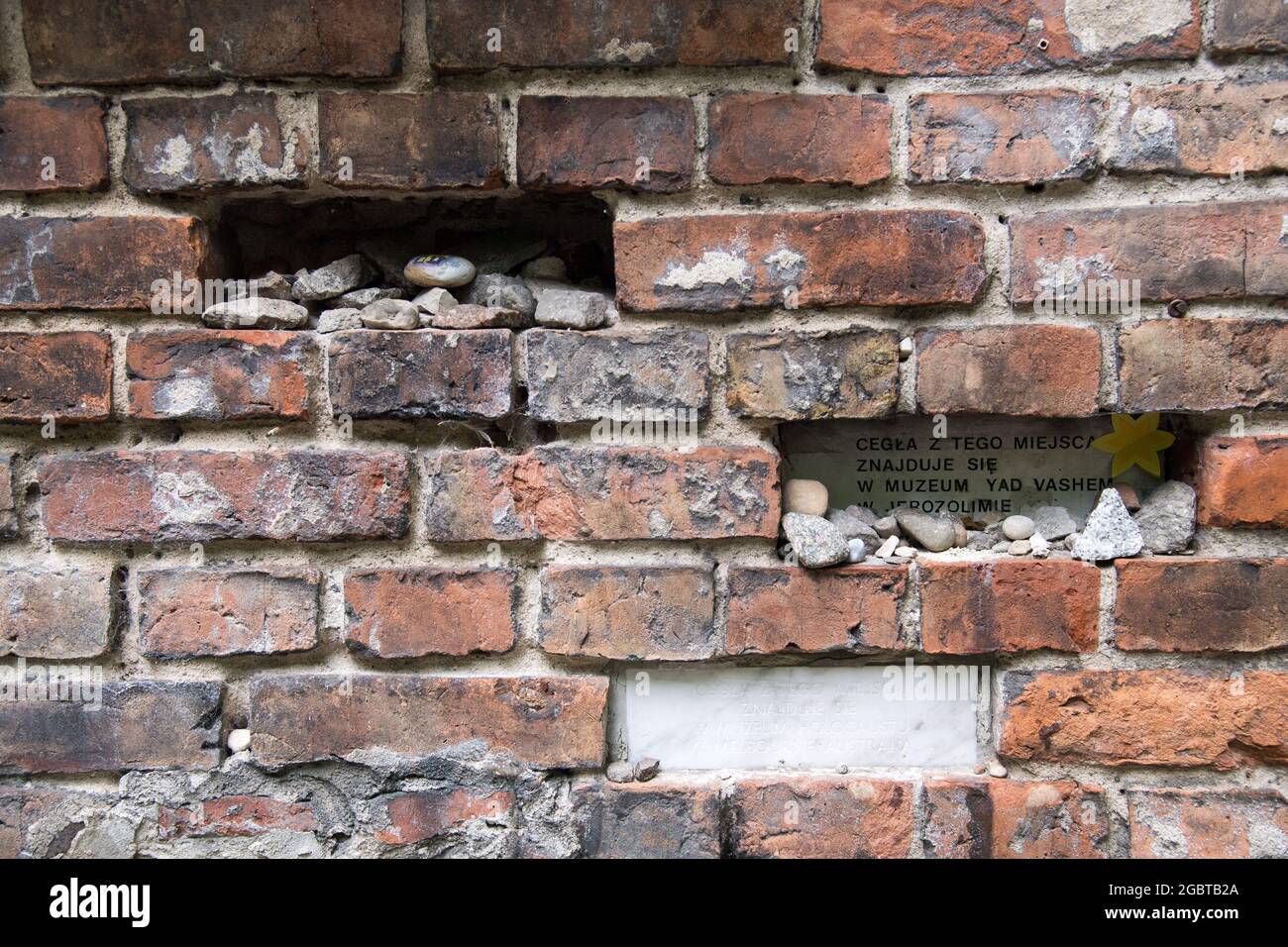 Remnant of the Warsaw Ghetto wall at 62 Zlota Street in Warsaw, Poland ...