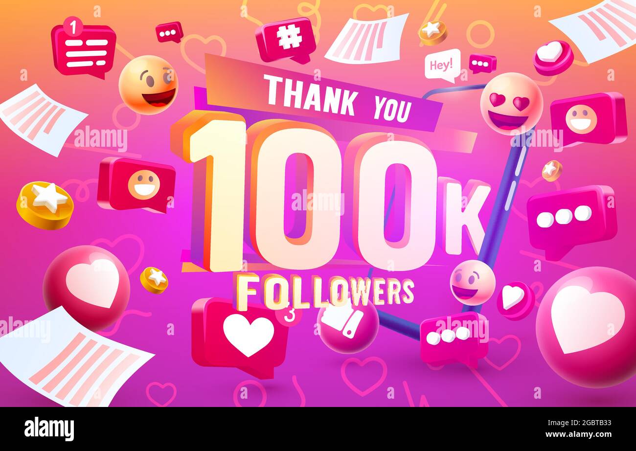 Thank you followers peoples, 100k online social group, happy banner ...