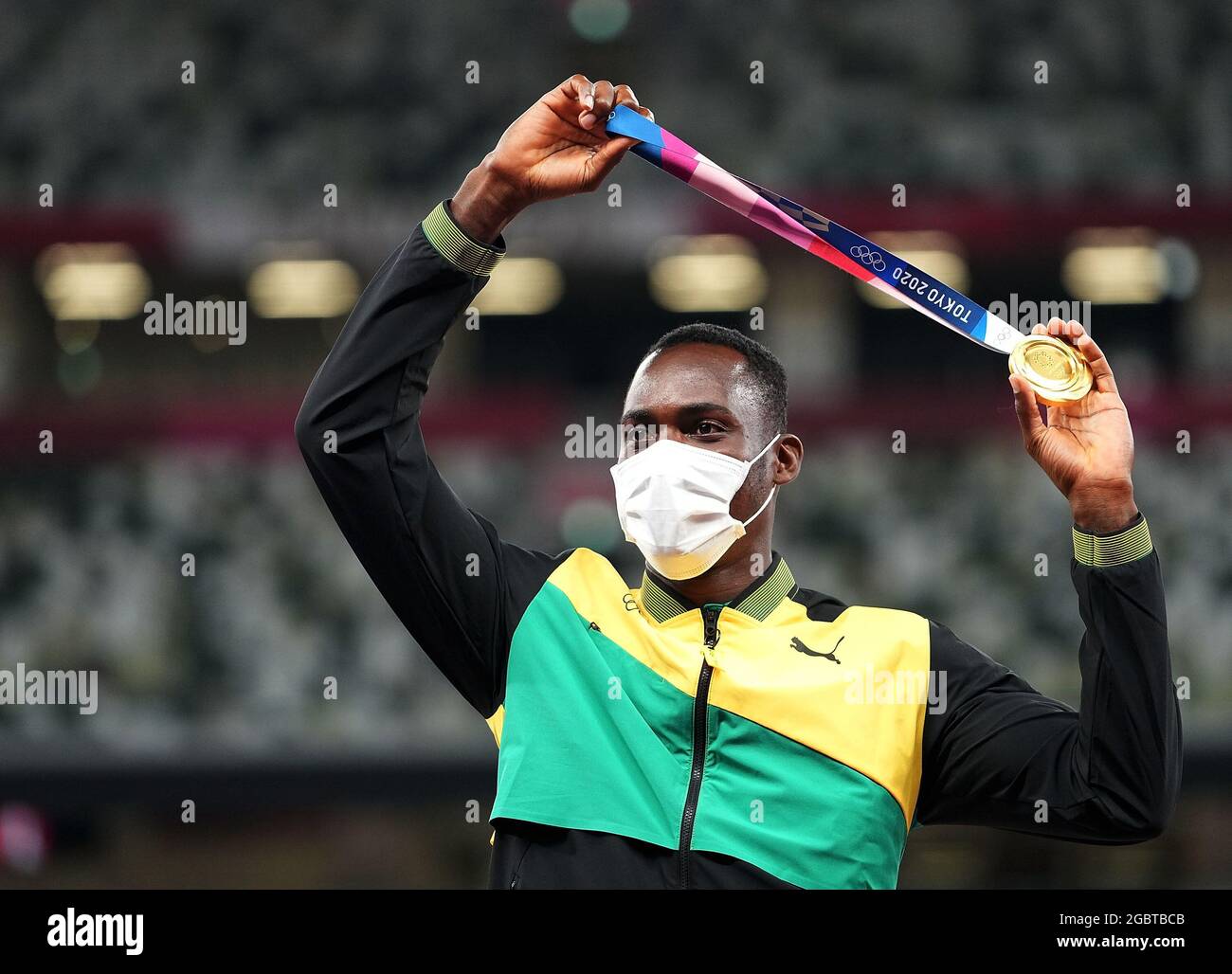 Tokyo, Japan. 5th Aug, 2021. Gold medalist Hansle Parchment of Jamaica ...