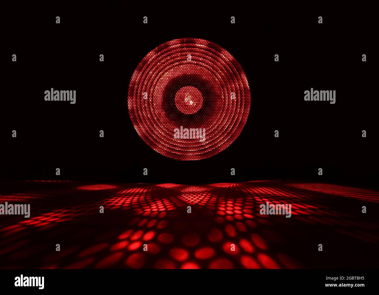 Render of a red spotlight with a shiny projector of light rays Stock ...