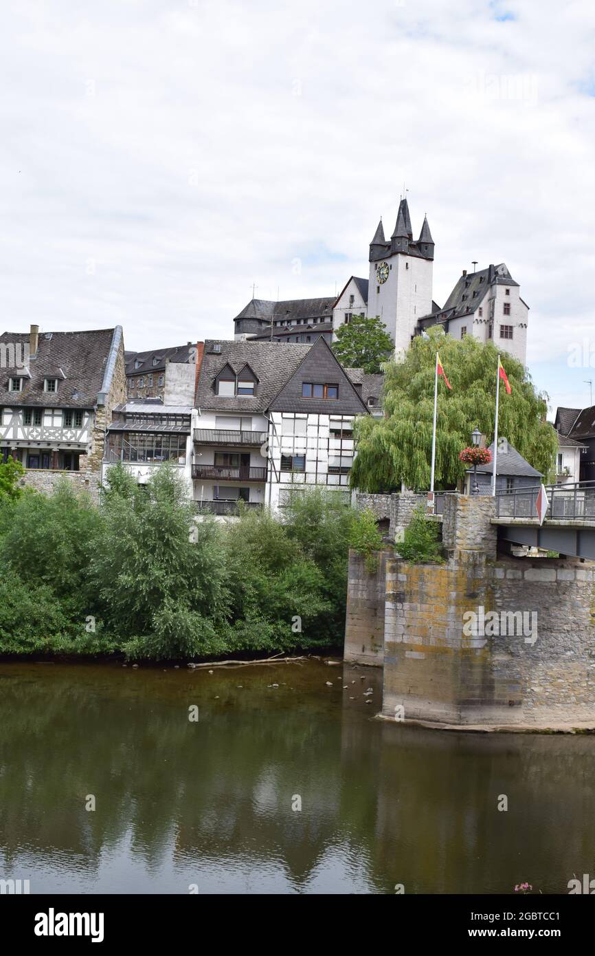 waterfront of Diez old town with the castle Stock Photo - Alamy