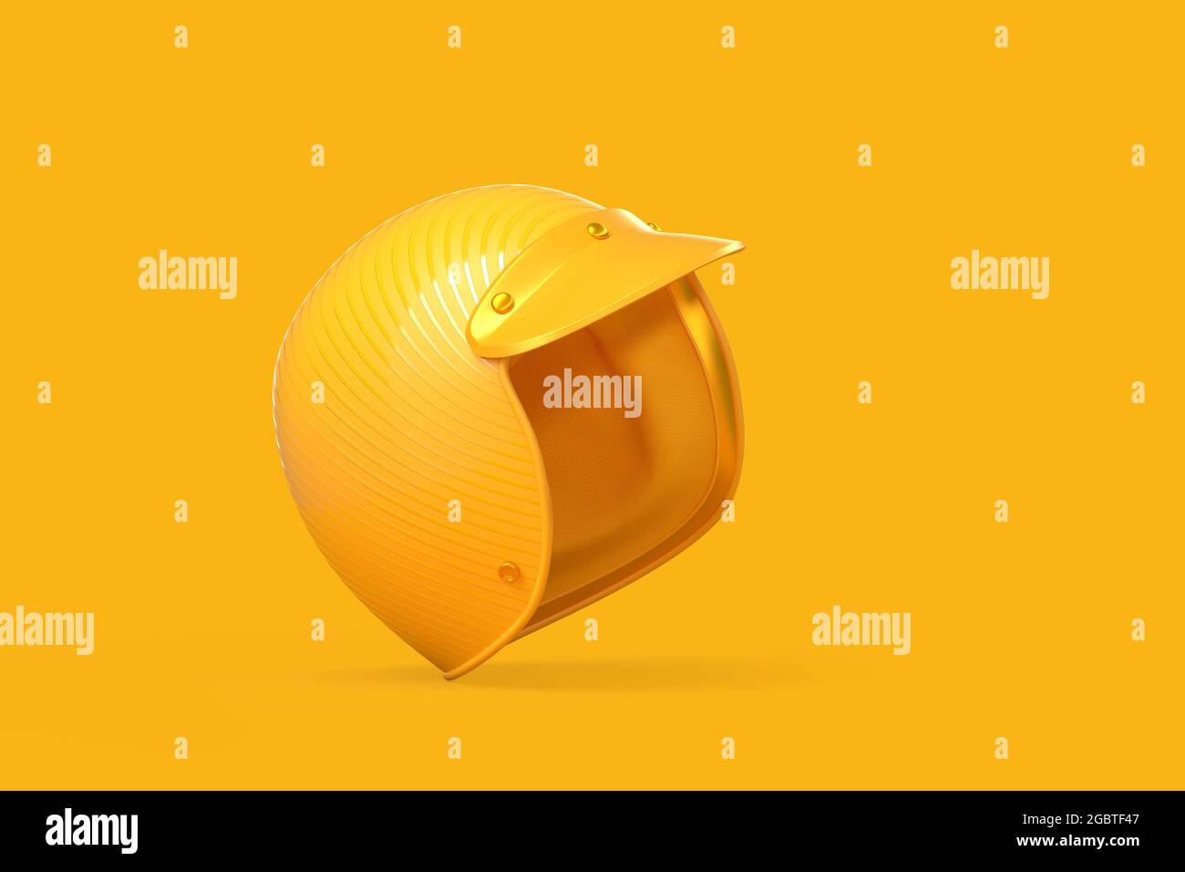 Yellow motorbike helmet. 3D illustration Stock Photo - Alamy