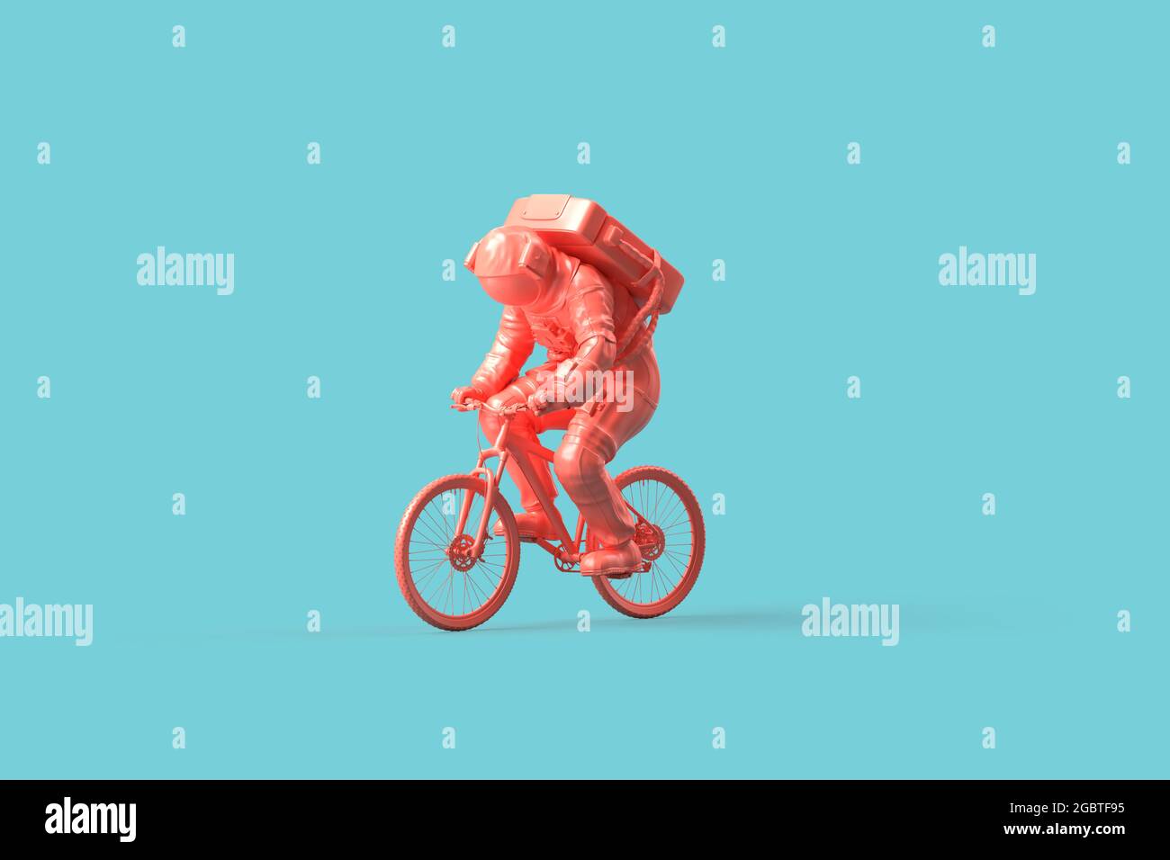 Astronaut on a bicycle. Minimalistic concept. 3D illustration Stock ...