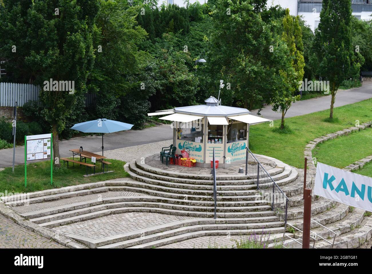 kayak rent hut at the Lahn Stock Photo - Alamy