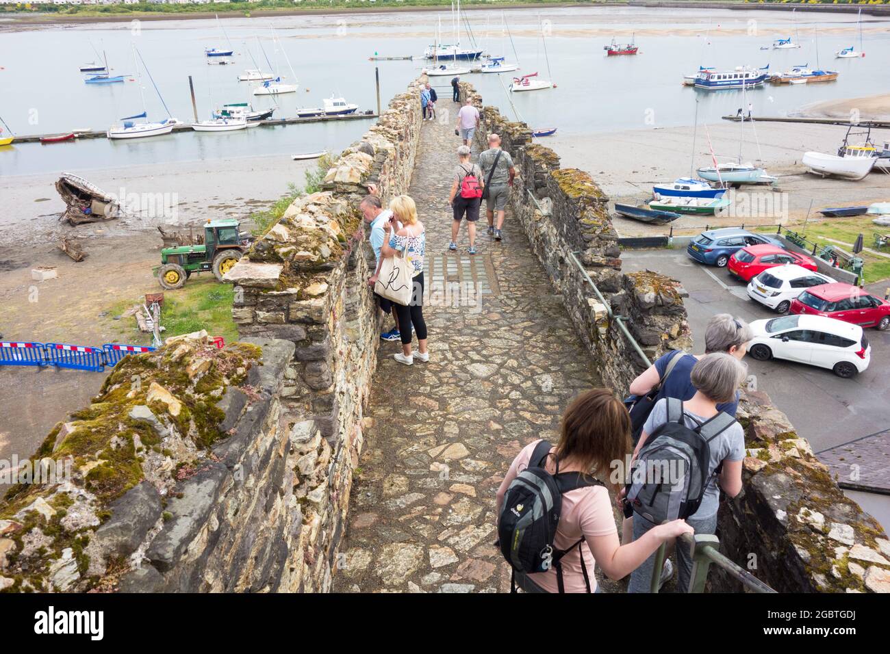 The narrow and historic town walls of Conwy North Wales UK Stock Photo ...