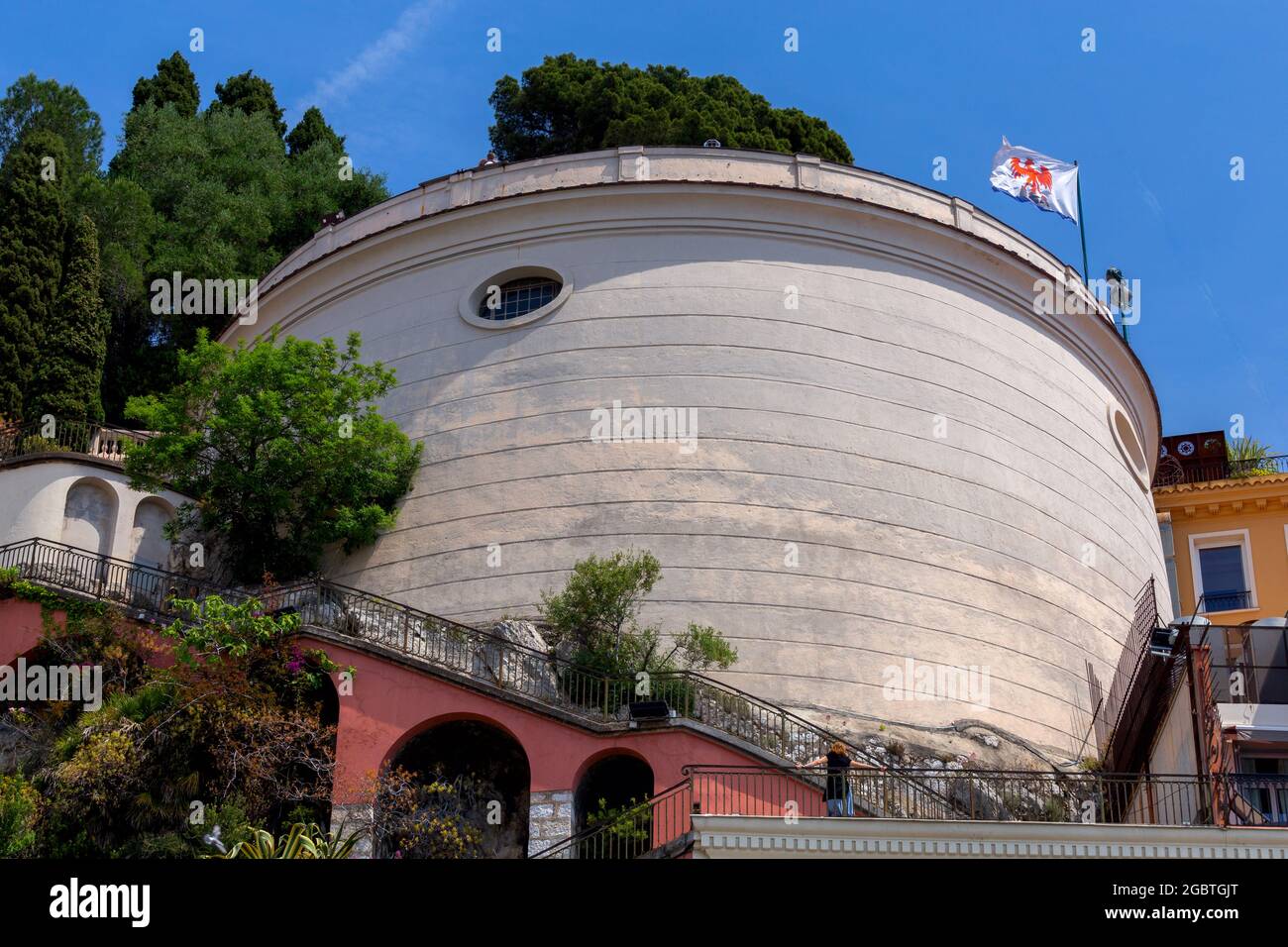 Observation deck on the roof of the old stone tower. Nice. France Stock ...
