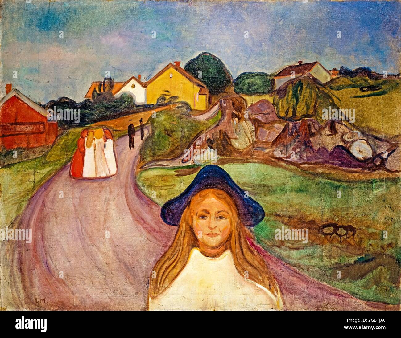 Edvard Munch, painting, Road in Aasgaardstrand, 1901 Stock Photo - Alamy