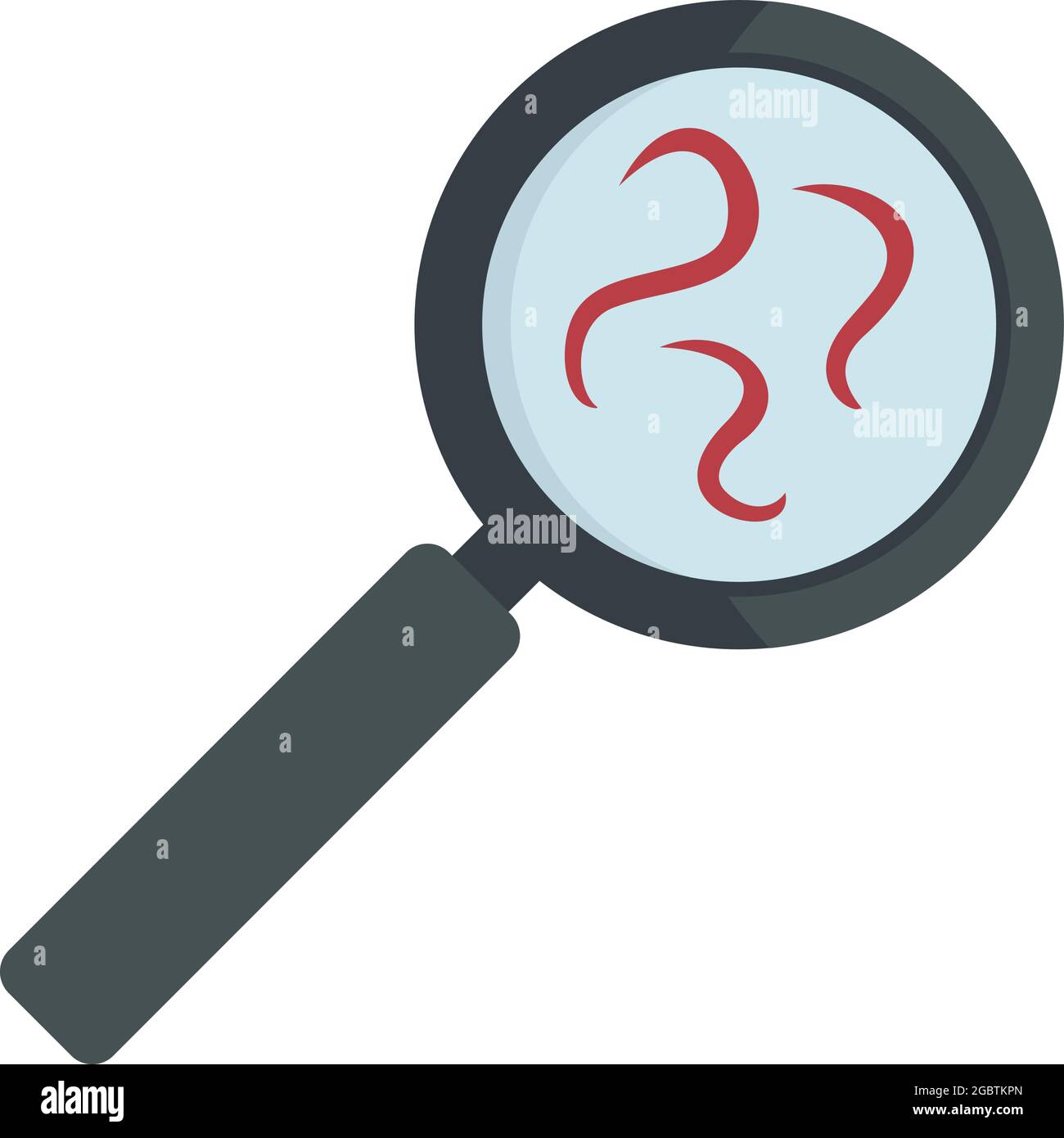 Parasite worms under magnifier icon. Flat illustration of parasite ...
