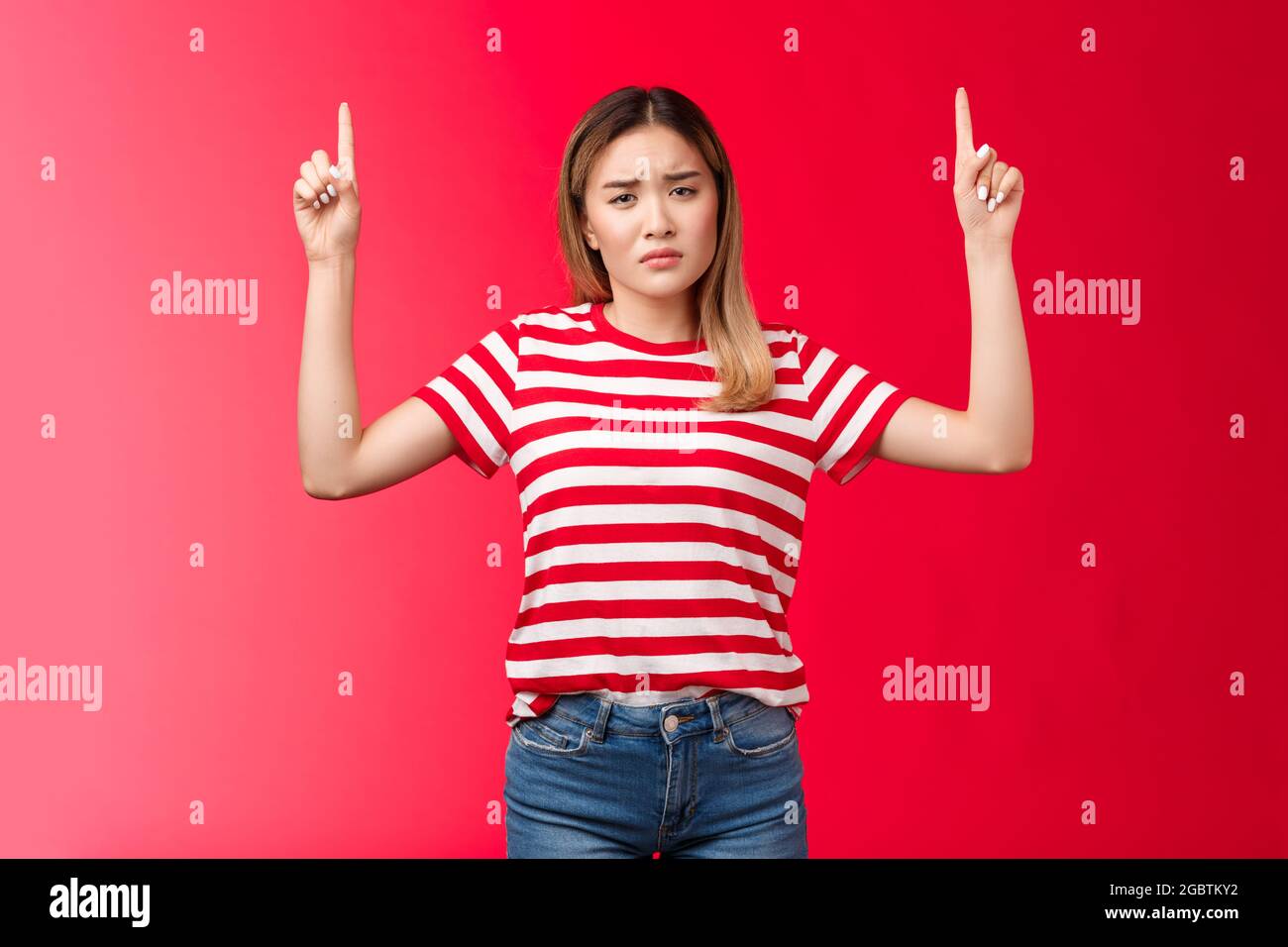 Upset clingy girlfriend complaining frowning sad, disappointed point ...