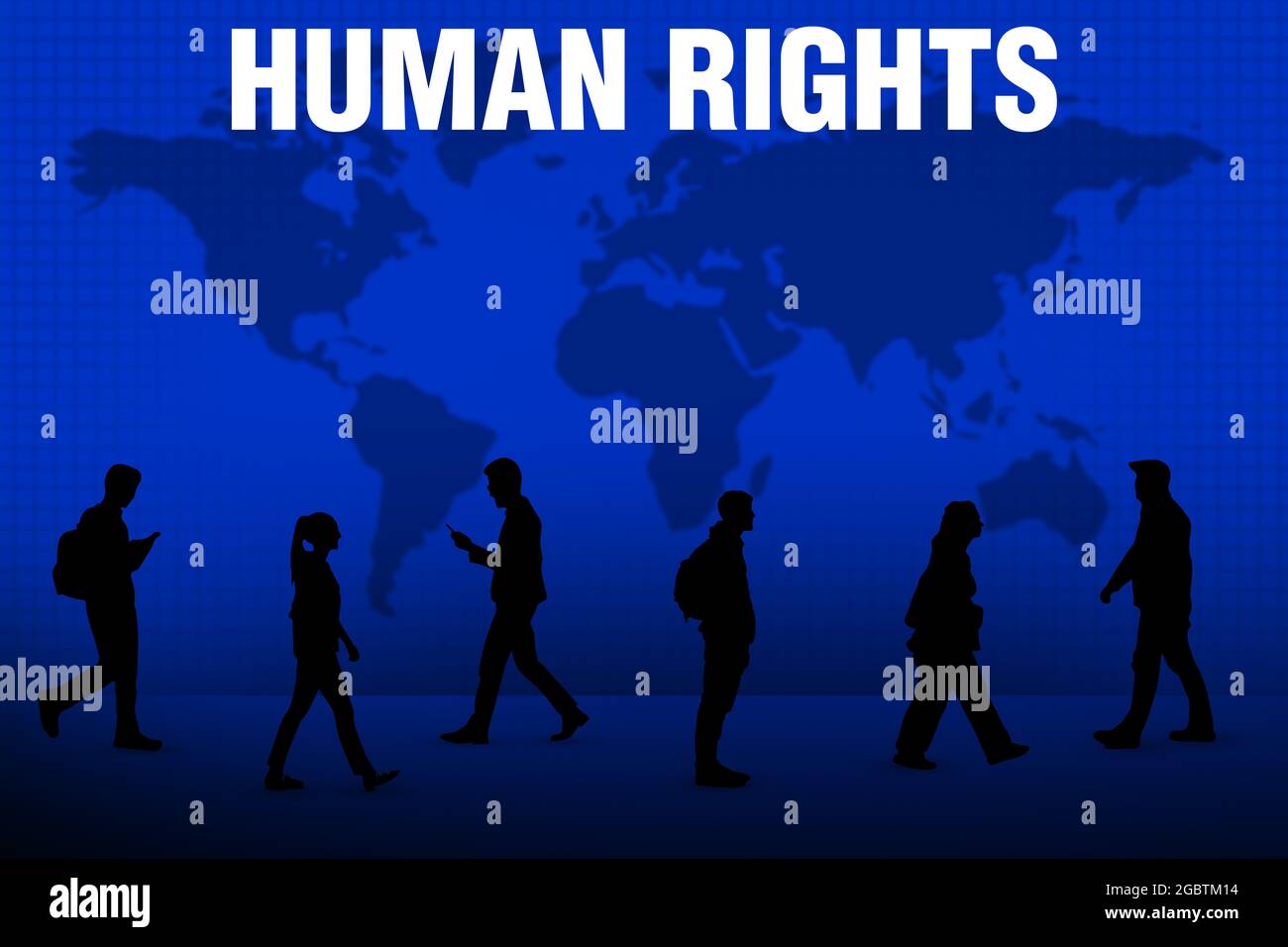 Human Rights is a worldwide problem, modern abstract 3d rendered ...