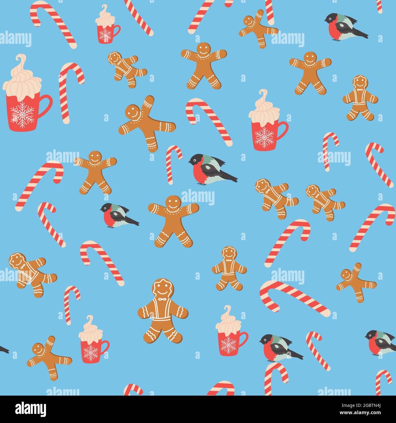 Seamless background for Christmas with gingerbread man, lollipop ...