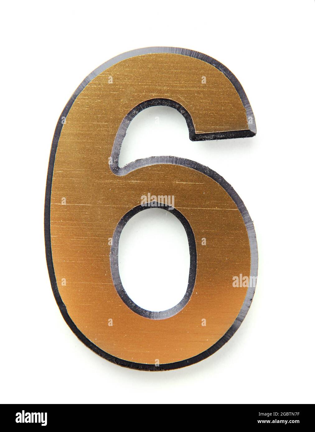 Golden number six, isolated on white Stock Photo - Alamy