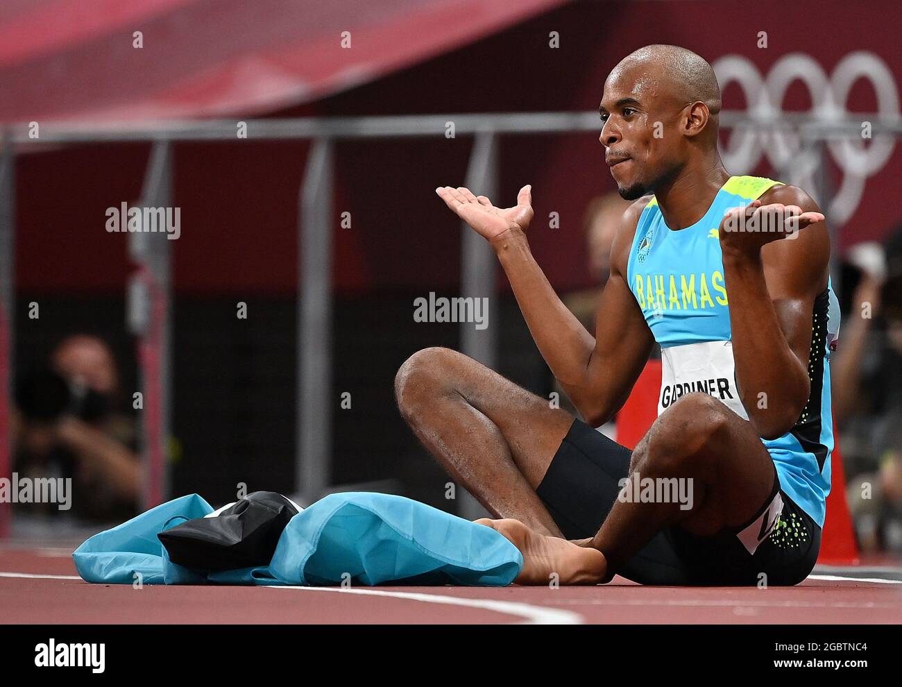 Tokyo, Japan. 5th Aug, 2021. Steven Gardiner of Bahamas celebrates ...