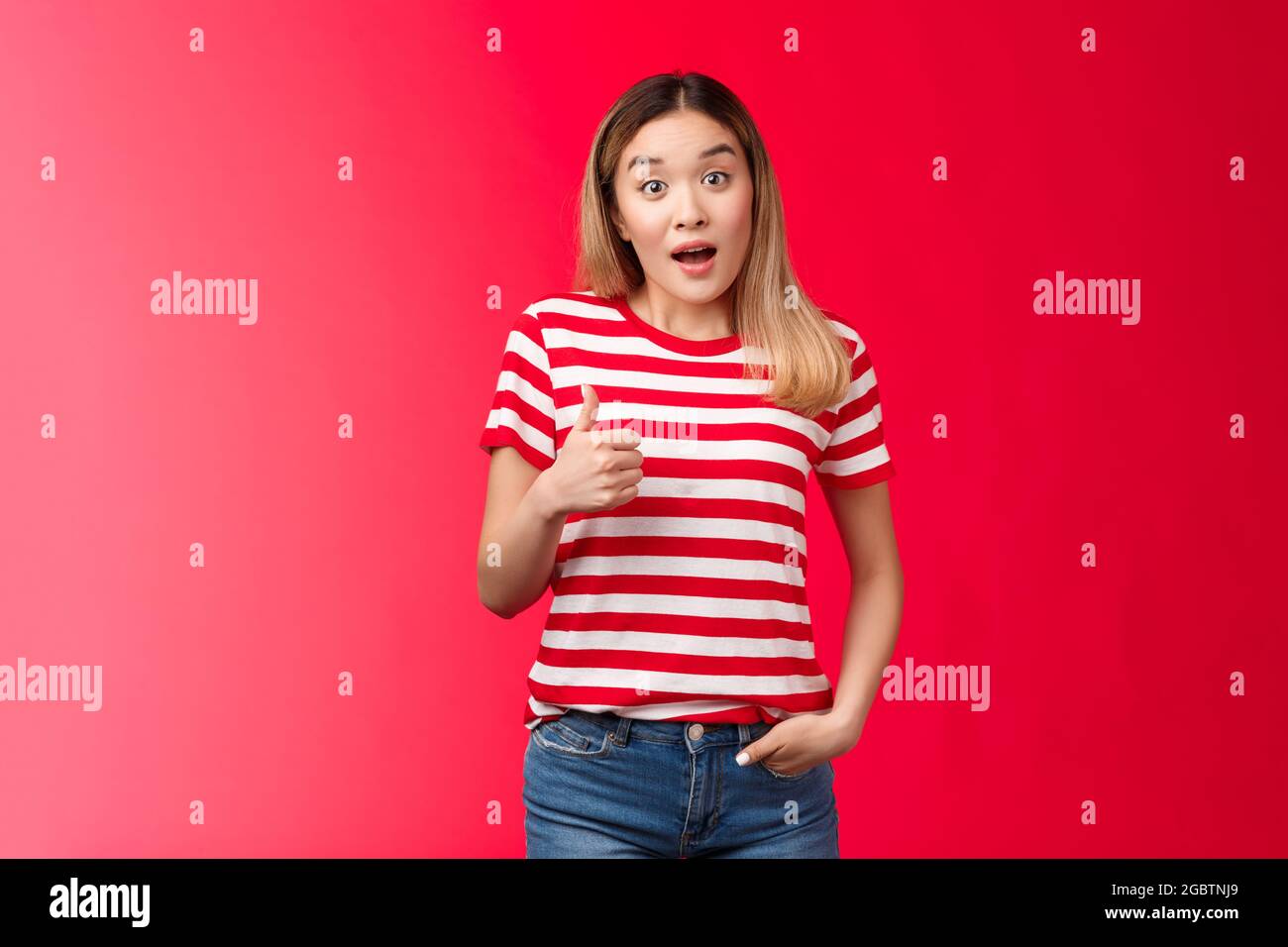 Cute asian woman give ok hi-res stock photography and images - Alamy