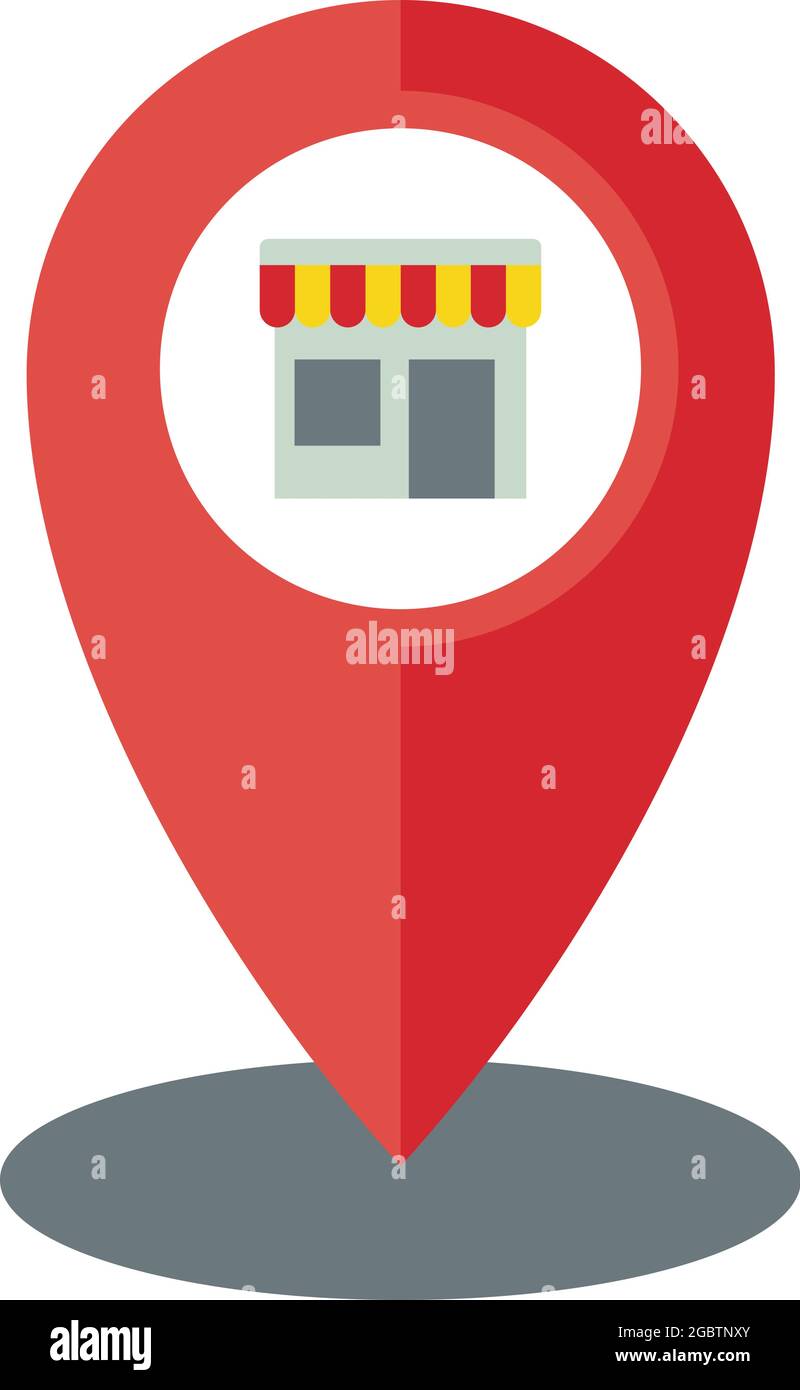 Street shop location icon. Flat illustration of street shop location ...