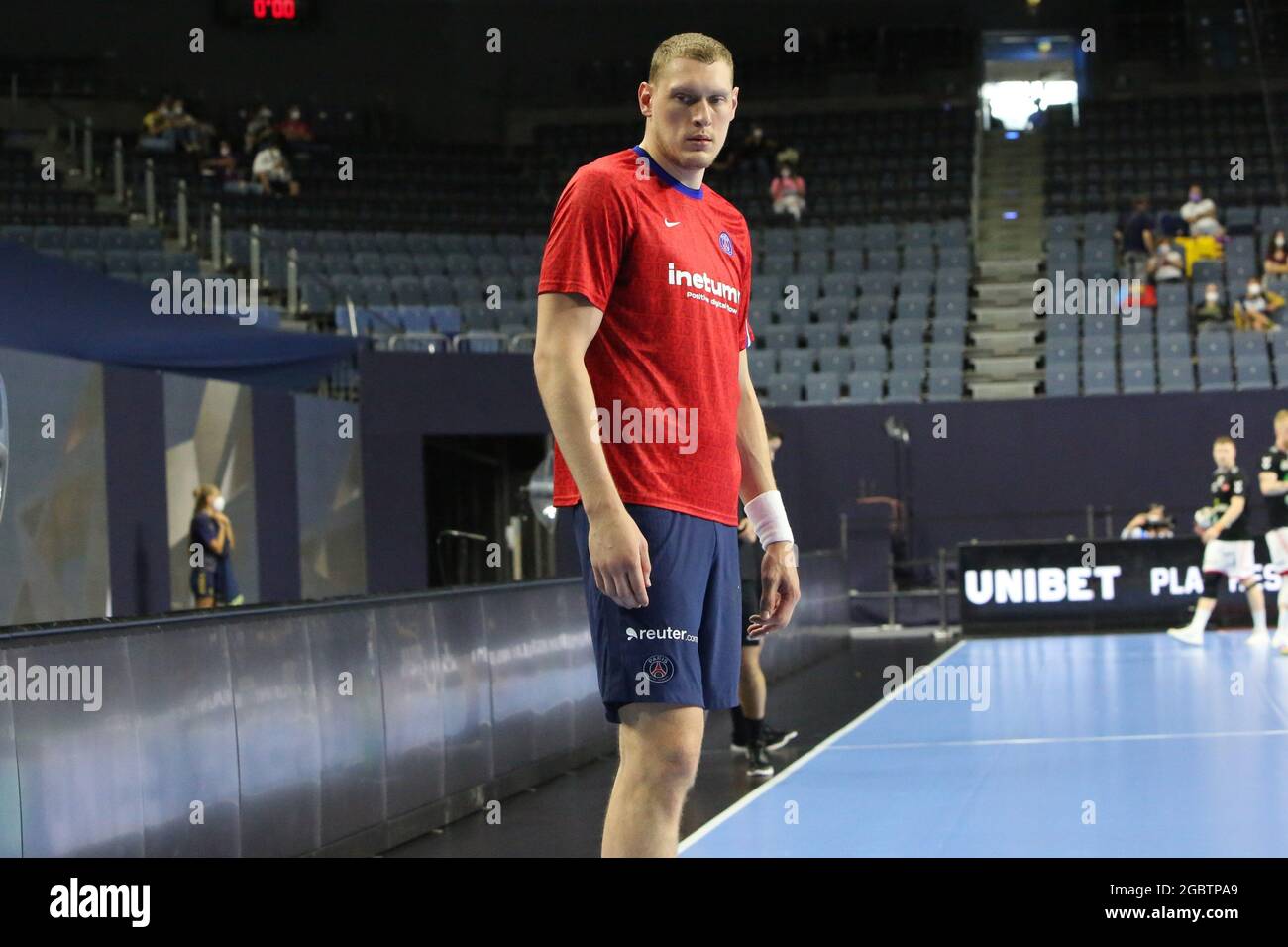 Dainis Kristopans of Paris Saint Germain Trophy during the EHF ...