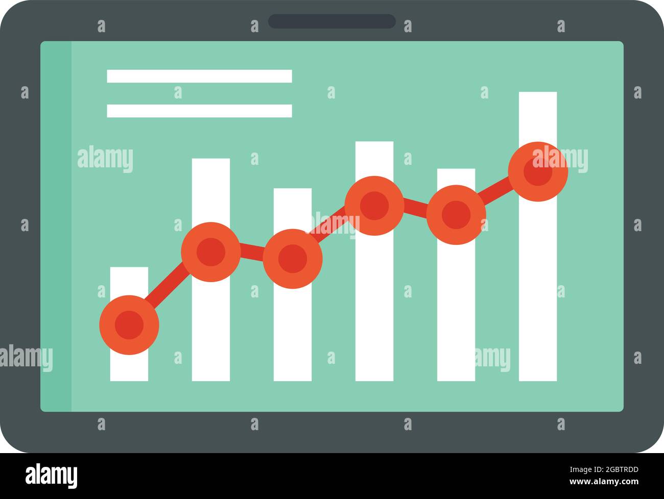 Tablet business graph icon. Flat illustration of tablet business graph ...