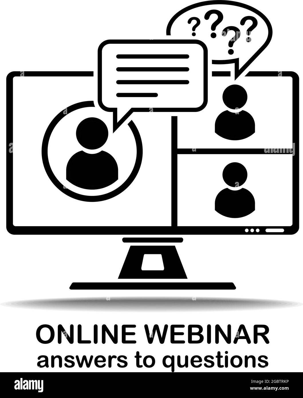 Video conference icon. Online webinar, answers to questions ...