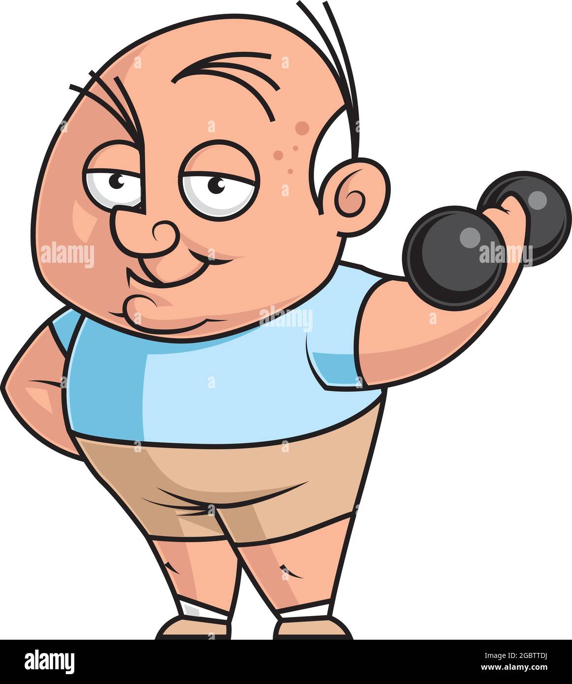 Cartoon character old man doing exercise with the dumbbell Stock Vector ...