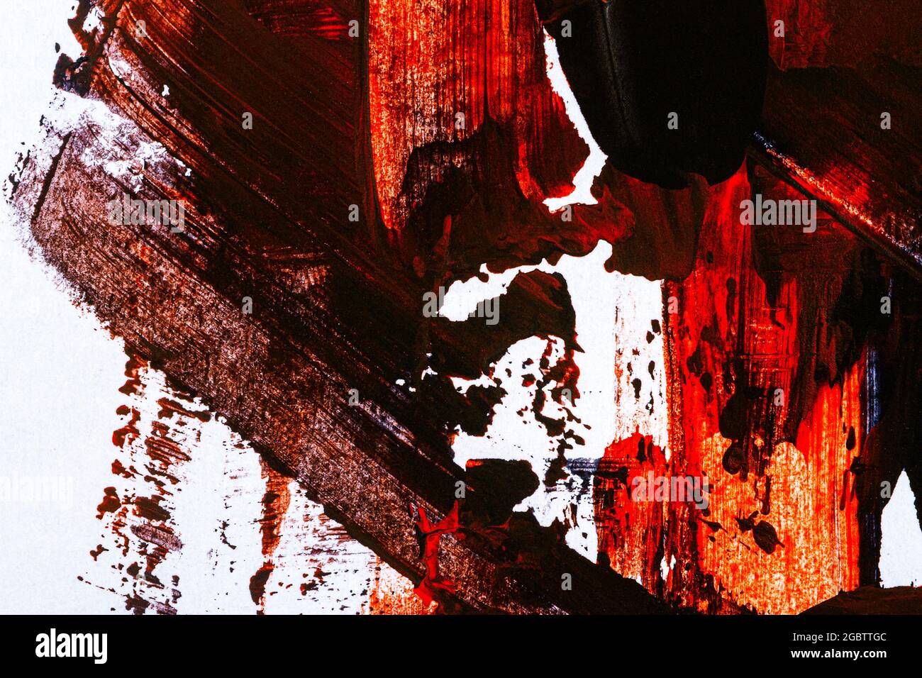 Black and red hand painted acrylic background. Grunge acrylic texture with painted dots and ...