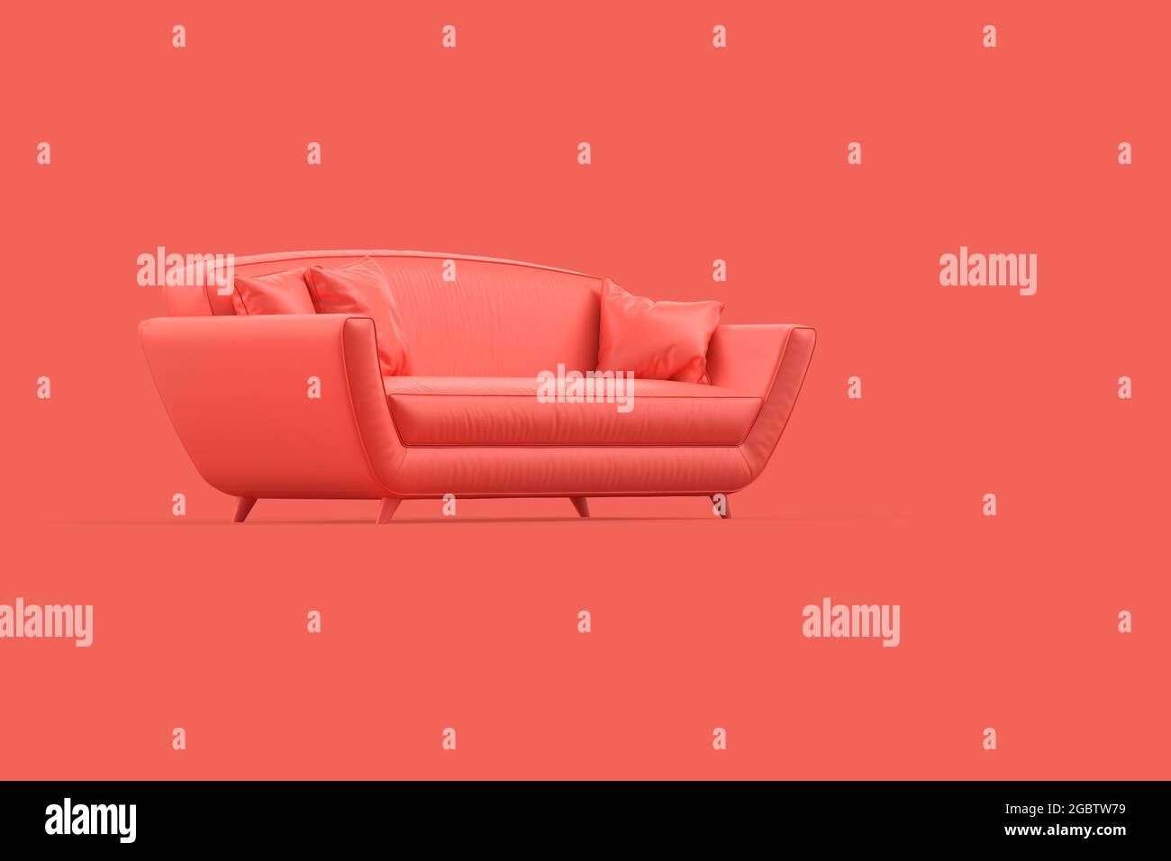 Modern red sofa on red background. 3D Rendering Stock Photo - Alamy