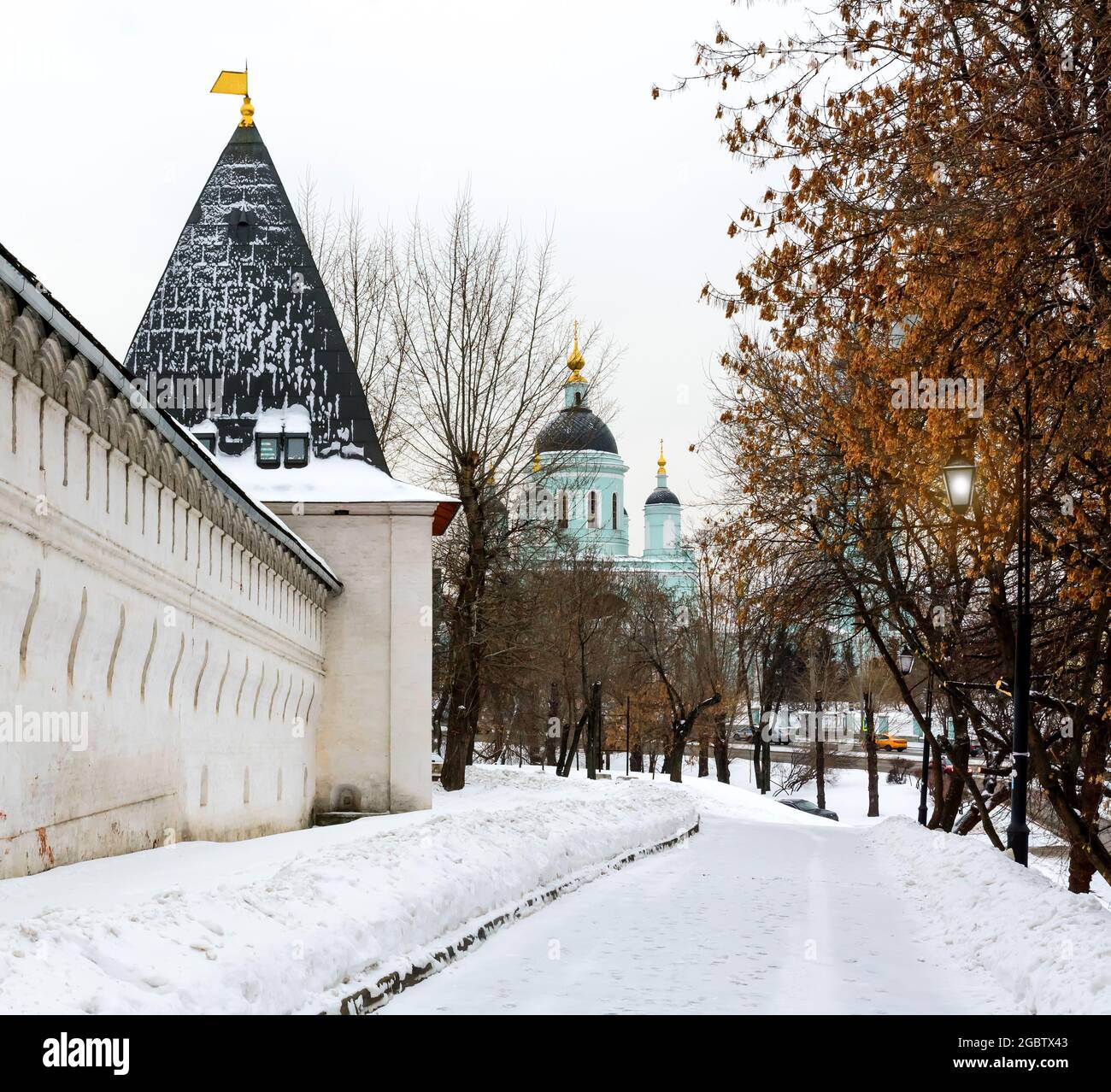 The wall and tower of Spaso-Andronikov Monaster, Temple of St. Sergius ...