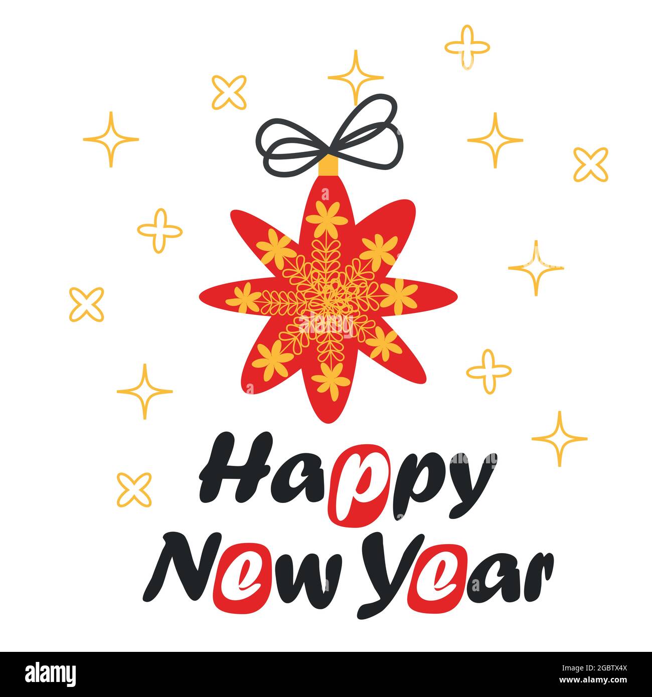 Christmas red star and decoration elements. Christmas and Happy New ...