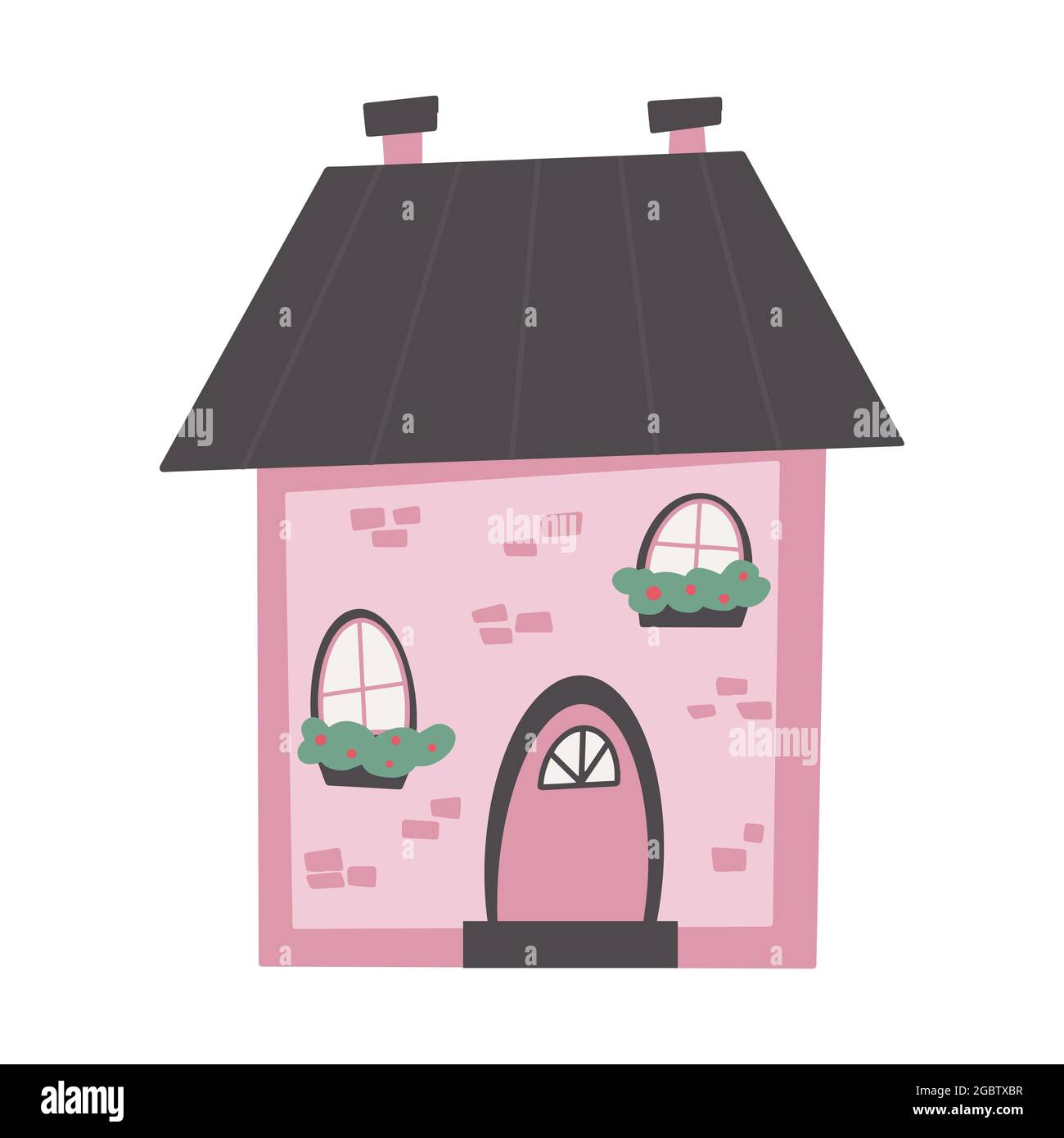 Cute colorful house colorful vector flat illustration Nursery various ...