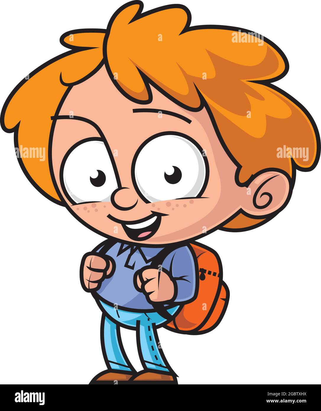 Cartoon illustration of a child with the backpack ready for the school ...