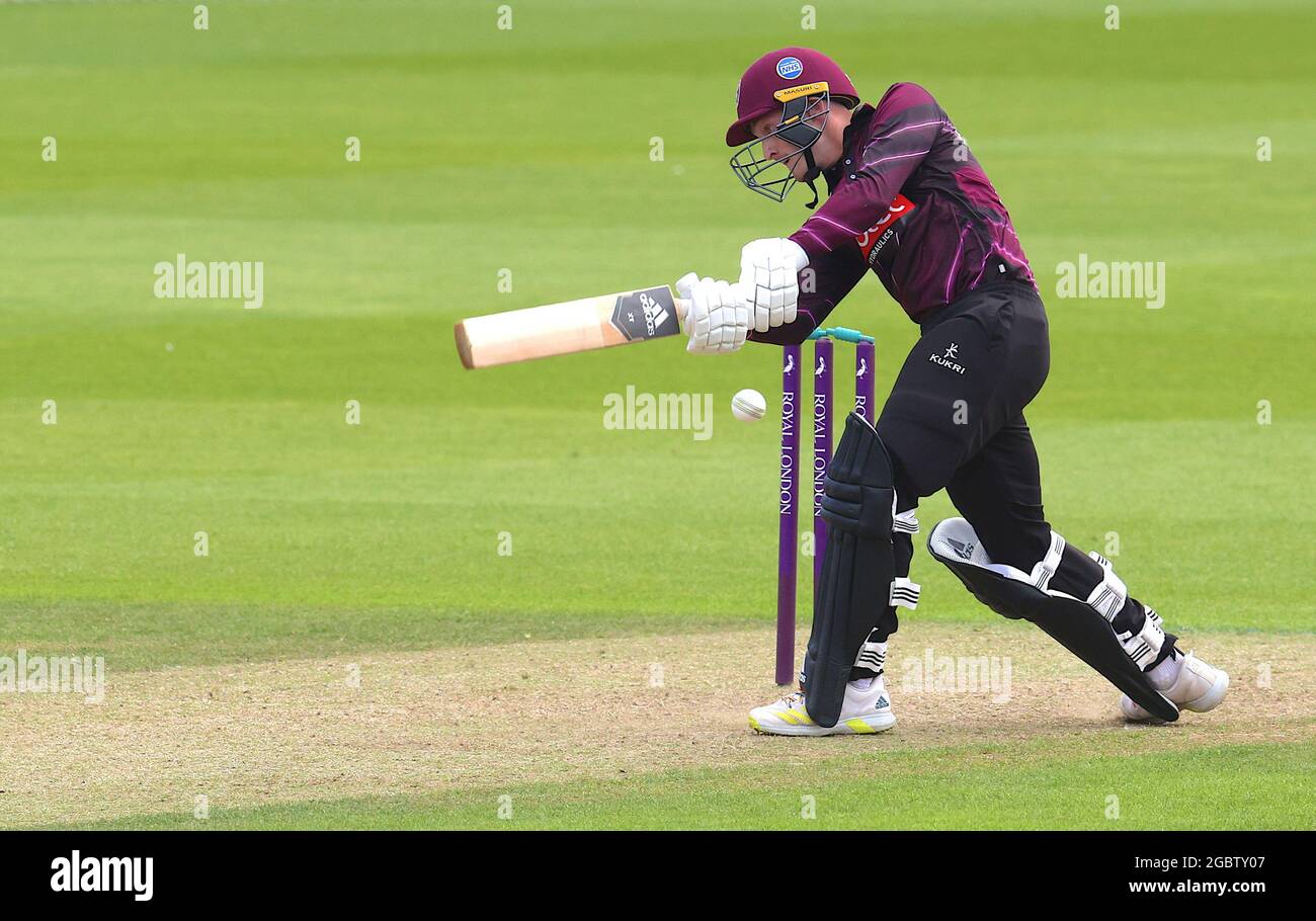 London, UK. 5th Aug, 2021. Lewis Goldsworthy batting as Surrey take on ...