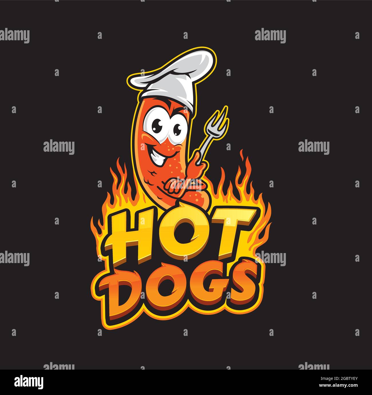 Sausage mascot and hot dogs text design Stock Vector Image & Art - Alamy
