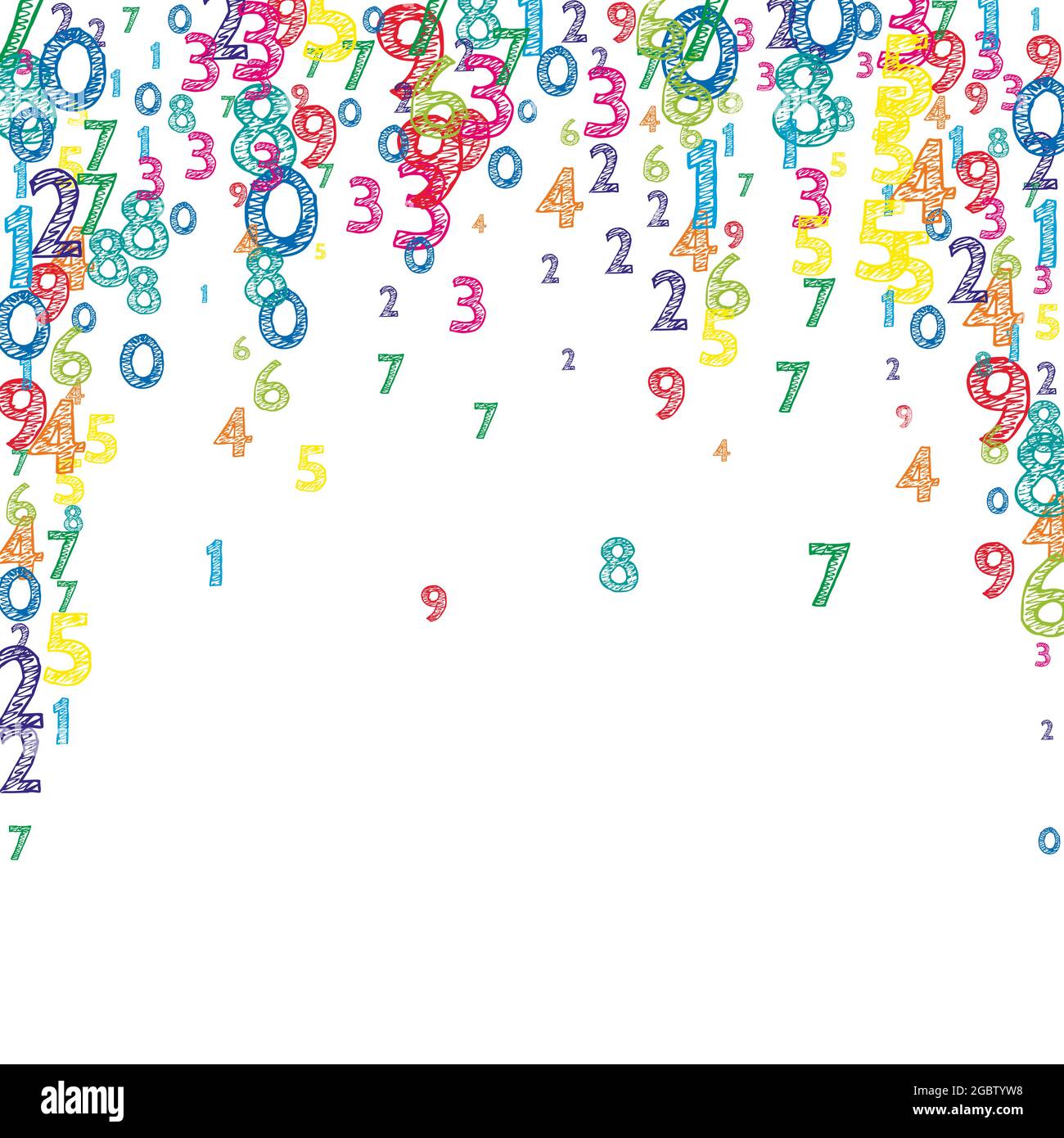 Falling colorful orderly numbers. Math study concept with flying digits ...