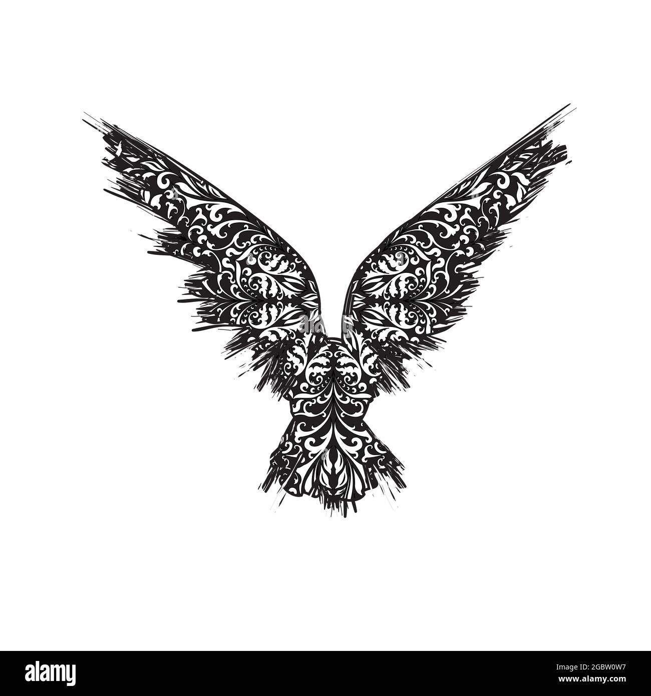 Black floral raven silhouette Stock Vector Image & Art - Alamy