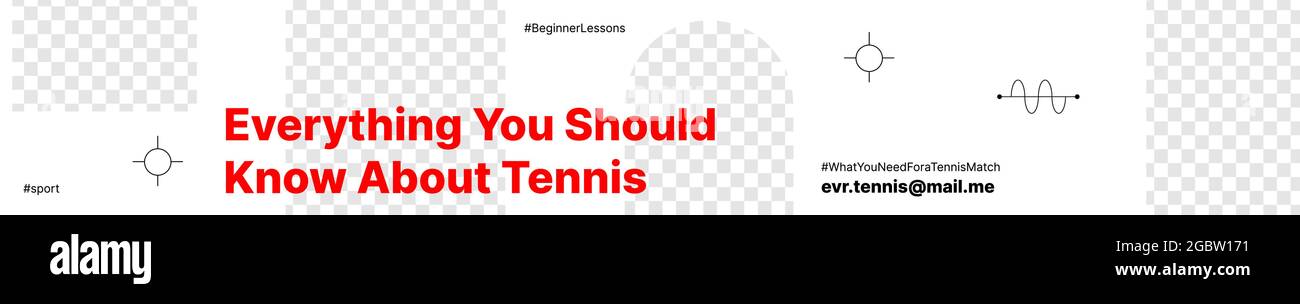 Horizontal White Header Template for your Channel about Tennis with red ...