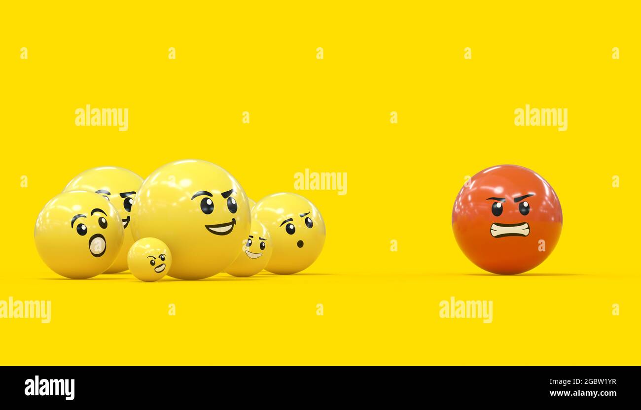 happy character and not happy character cartoon style - 3D rendering ...