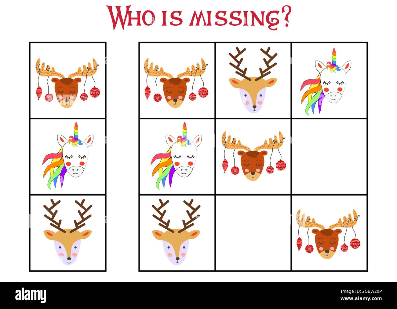 Sudoku game for children with pictures. Kids activity sheet. cute ...
