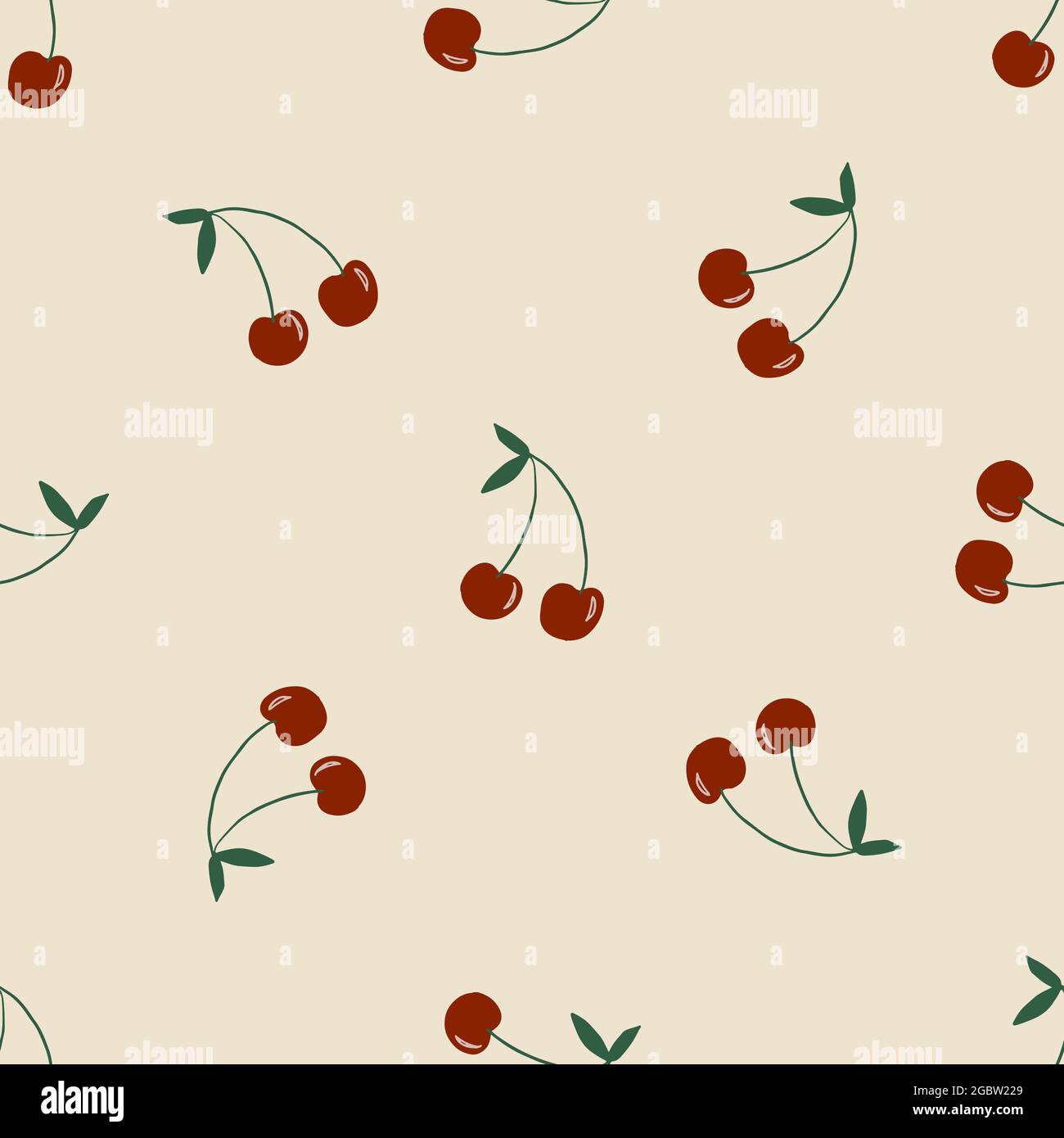 Seamless pattern of hand drawn Cherries berries Fruit illustration ...