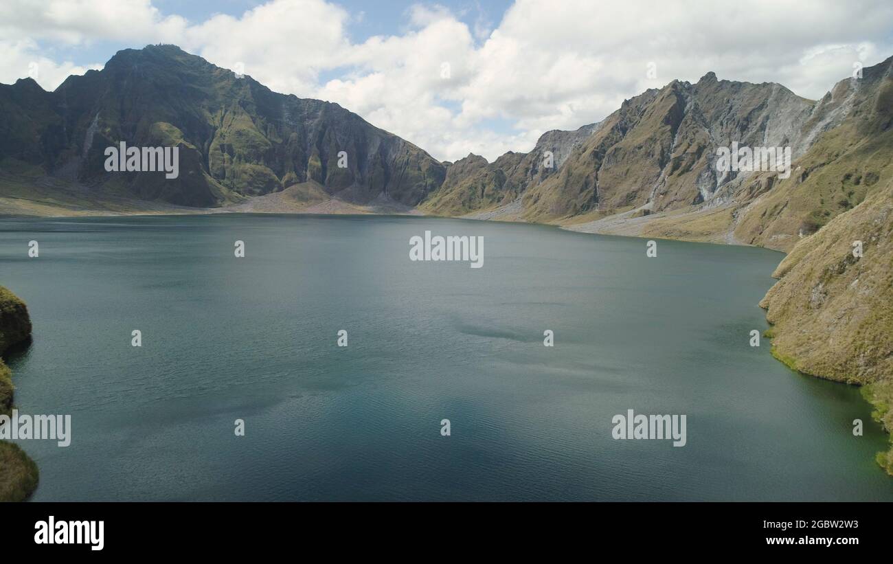 Crater lake of the volcano Pinatubo among the mountains, Philippines ...