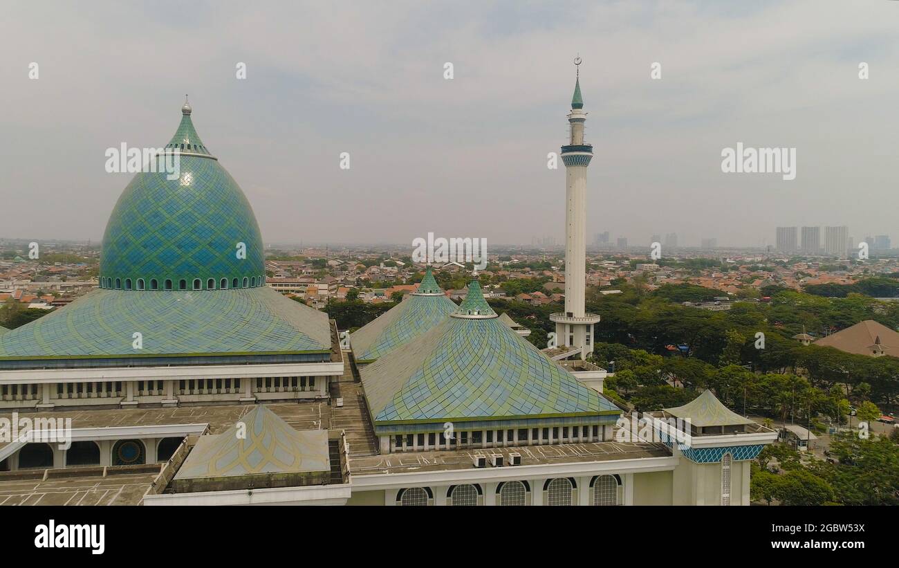 aerial view mosque in Indonesia Al Akbar in Surabaya, Indonesia ...