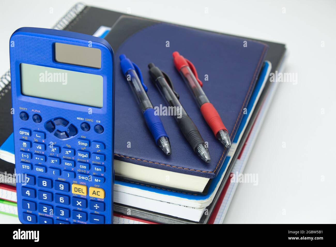 foreground of school tool set ready for back to school with notepad ...