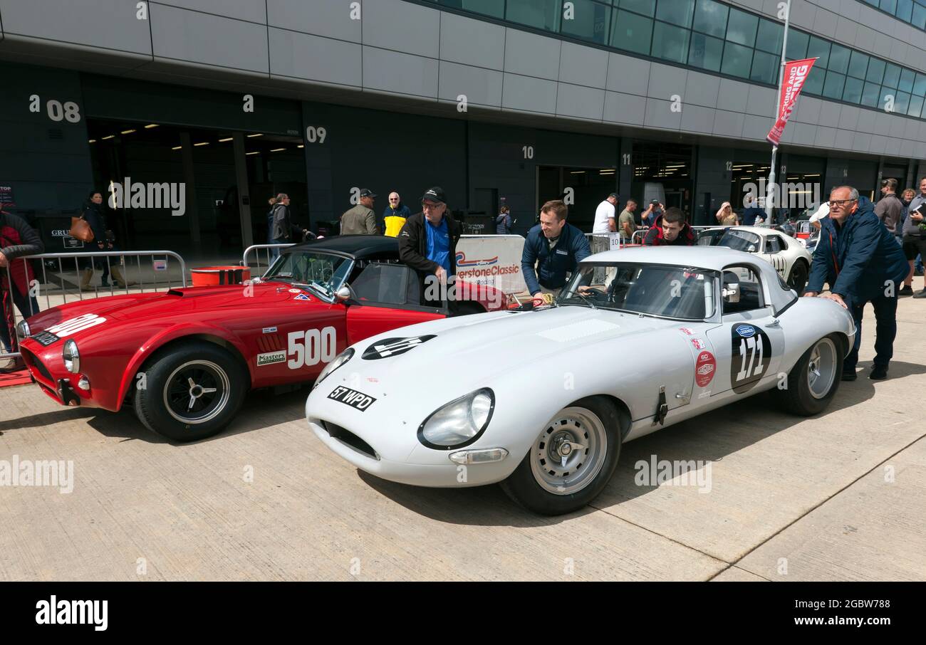 View of the Pre-66 GT cars assembling in the International Paddock ...