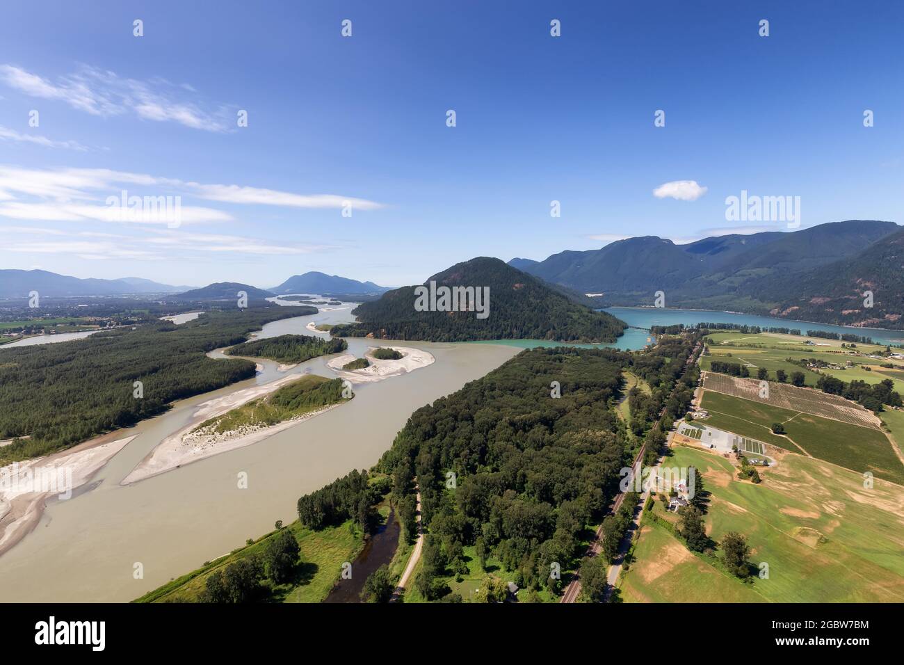 Aerial View of Fraser Valley with Canadian Nature Mountain Landscape ...