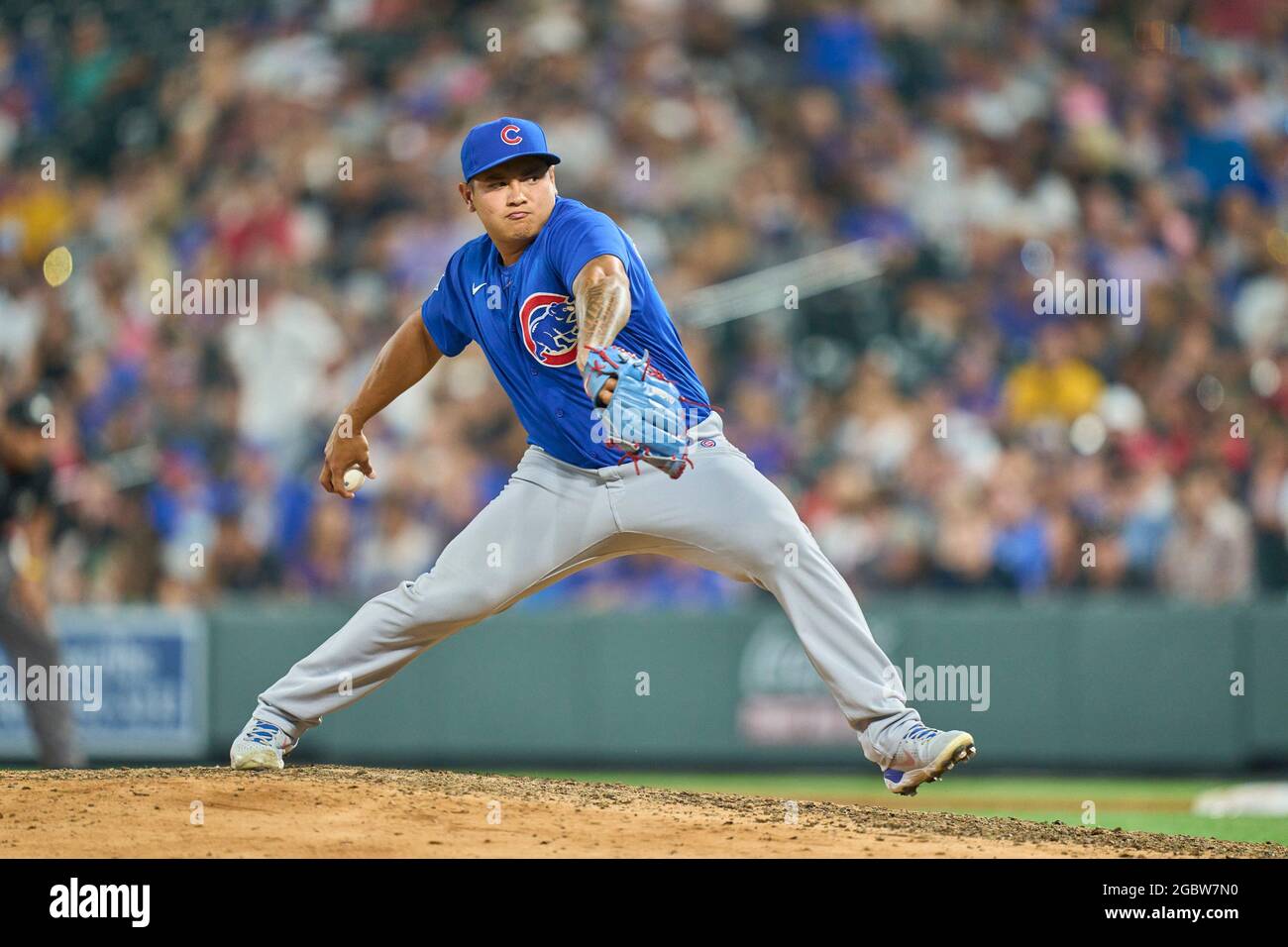 August 4 2021: Chicago Cubs pitcher Manuel Rodriguez (39) throws a ...