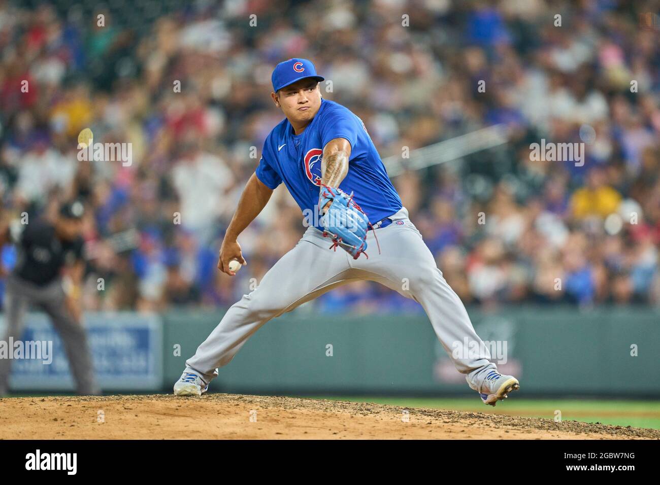 August 4 2021: Chicago Cubs pitcher Manuel Rodriguez (39) throws a ...