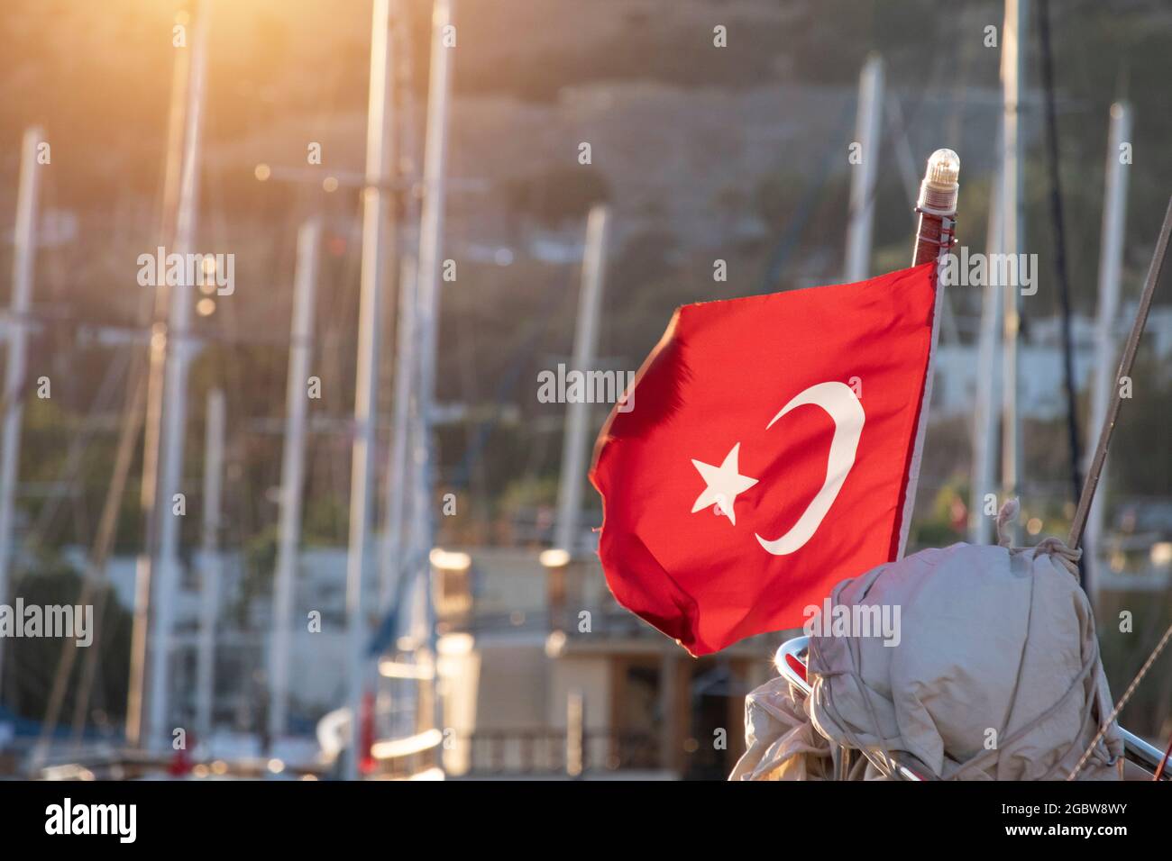 Flag of Turkey on a yacht Stock Photo - Alamy
