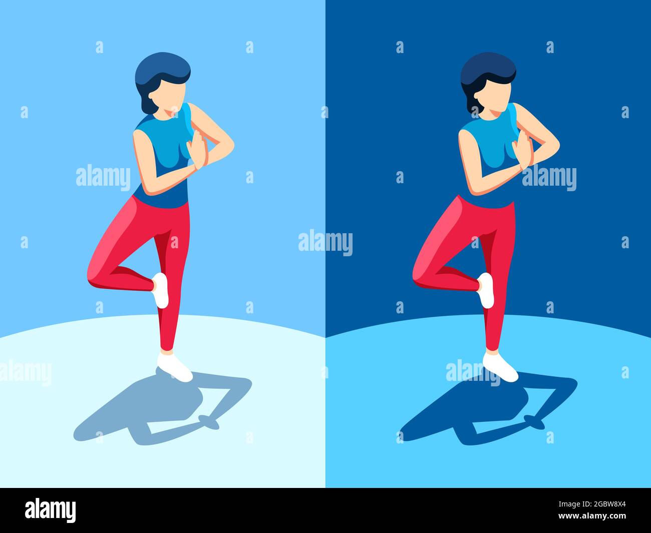 Yoga pose - woman standing on one leg Stock Vector Image & Art - Alamy